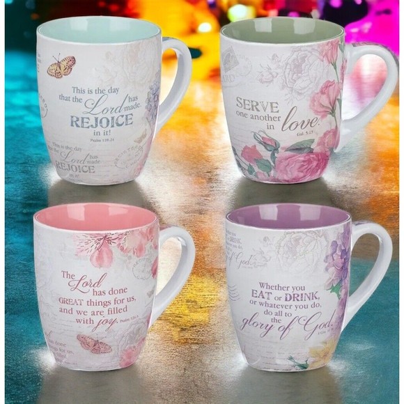 Christian Art Gifts | Dining | Botanic Floral Blessings Coffeetea Mug ...